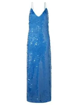 ALEMAIS Bright Sequin Strappy Dress - Blue