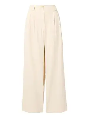 A.L.C. A.L.C. Pleated Linen-Blend Twill Wide-Leg Trousers White