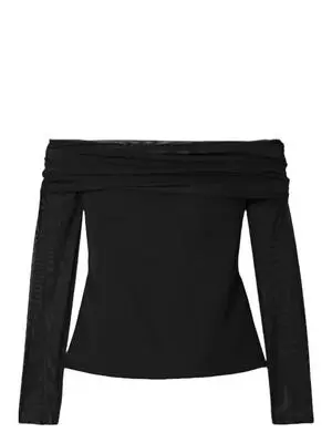 Cushnie One-shoulder Top With Sheer Sleeves - Black