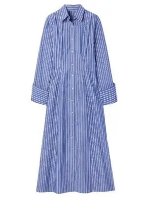 Brandon Maxwell Striped Cotton-poplin Midi Shirt Dress - Blue