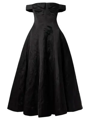 JASON WU Off-the-shoulder Ruched Satin Gown - Black