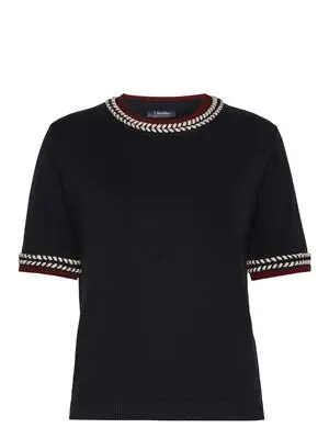 Max Mara Short-sleeved Knitwear With Contrasting Trim - Black