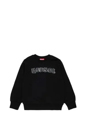 DIESEL® Logo-patch Distressed Sweatshirt - Black