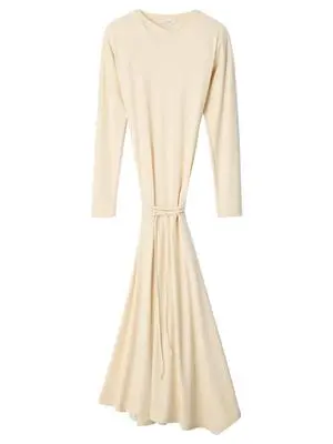LEMAIRE Fluid Long-sleeve Dress In Silky Jersey Crepe - Quinoa