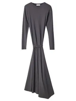 LEMAIRE Fluid Long-sleeve Dress In Silky Jersey Crepe - Basalt
