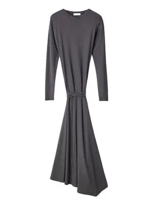 LEMAIRE Fluid Long-sleeve Tied-waist Dress - Basalt