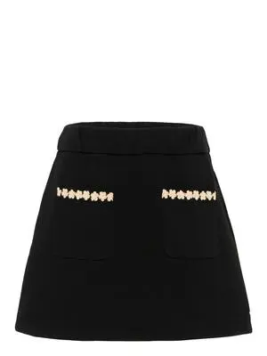 Moncler Floral Trim A-line Cotton Skirt - Black