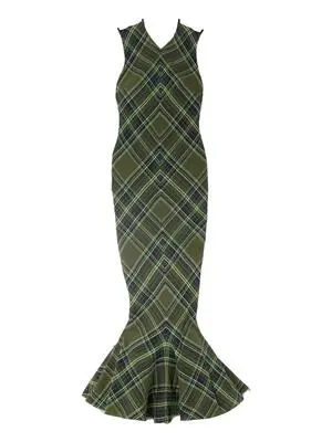 CONNER IVES Plaid Cotton-blend Midi Skirt - Green
