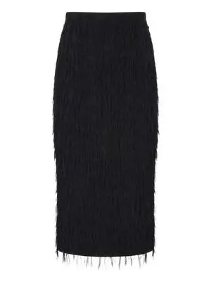 Patrizia Pepe Fringed Straight Hem Skirt - Black