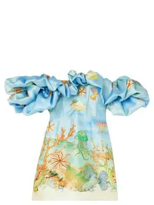 ALEMAIS Printed Mini Dress - Blue