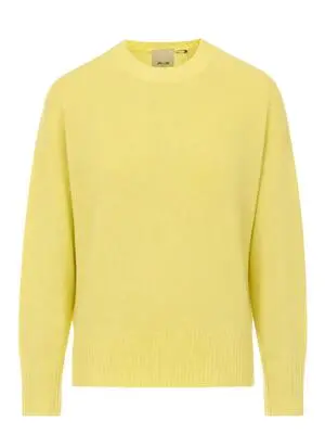 ALLUDE Crew Neck Sweater With Ribbed Cuffs And Hem - Yellow