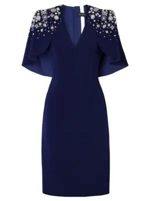 Jenny Packham Embellished Crepe Midi Dress - Black