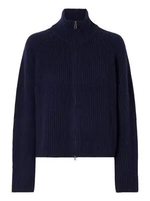 LISA YANG High Neck Cropped Knit Jacket - Black