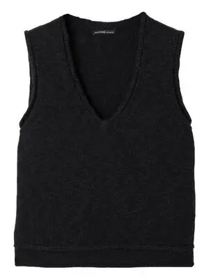 JAMES PERSE Ribbed Cotton And Linen-blend Tank - Black