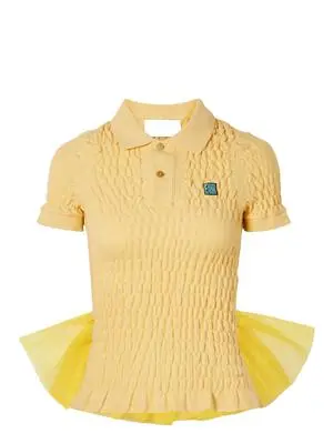 CONNER IVES Stretch Cotton Polo With Logo Patch And Tulle Hem - No