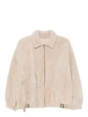 Simonette Ravizza Buckle-detail Zip-up Jacket - Milk