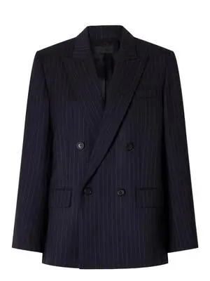 NILI LOTAN Striped Wool Blazer - Black