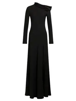 Alberta Ferretti Off-the-shoulder Maxi Dress With A Slit - Black