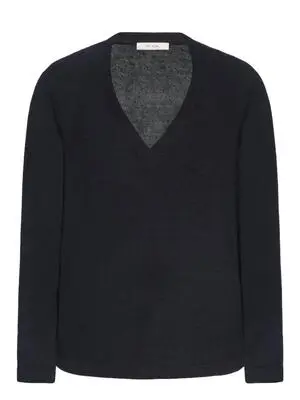 THE ROW Poesis Lightweight Cashmere V-neck Sweater - Black