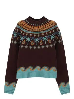 Alanui Crew Neck Sweater With Patterned Design - Black