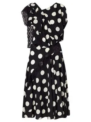 JUNYA WATANABE Polka Dot Midi Dress With Lace Trim