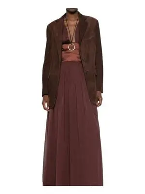 Tagliatore Long Sleeve Leather Jacket - Brown