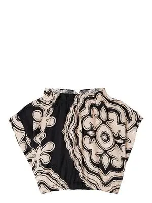 LEMLEM Muna Cropped Printed Linen Top - No