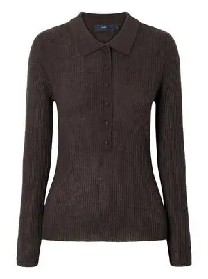 Arch4 Maja Ribbed Cashmere Polo Sweater - Brown