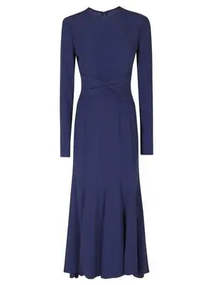Alberta Ferretti Long-sleeved Gathered Waist Dress - Blue