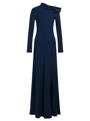 Alberta Ferretti Asymmetric-neck Long-sleeve Dress - Blue