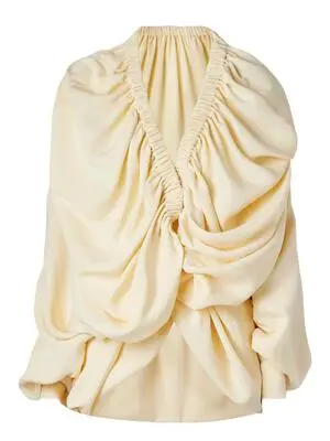 Sharon Wauchob Draped Wool And Silk-blend Crepe Wrap Blouse - Nude