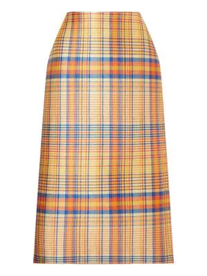 Brandon Maxwell Silk-blend Mikado Midi Skirt In Checked Pattern - Multicolor