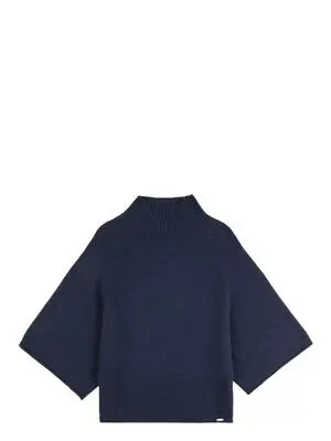FAY Wool And Cashmere Blend Mock Neck Sweater - Blue