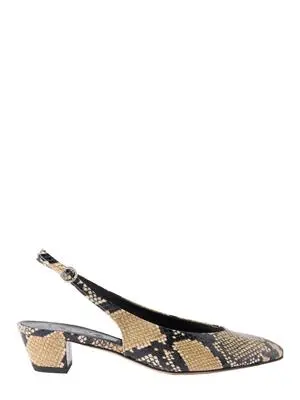 AeydĒ Celeste Snake-effect Leather Slingback Pumps - Black