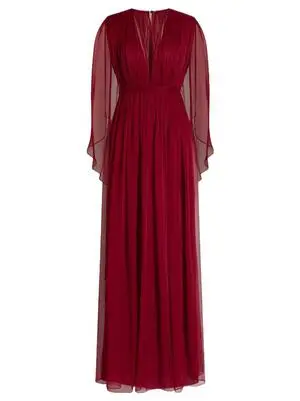 Alberta Ferretti Long Chiffon Dress - Red