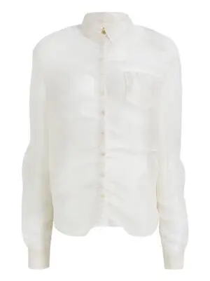 Khaite Allie Silk Organza Ruched Shirt - Chalk