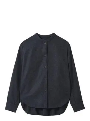 JOHNSTONS OF ELGIN Johnstons Of Elgin Wool & Cashmere Blend Grandad Collar Shirt