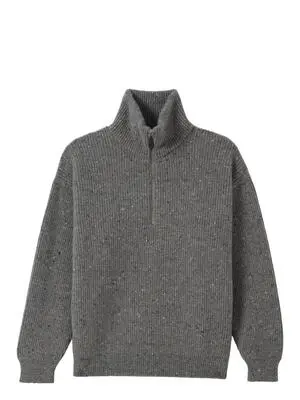 Johnstons Of Elgin Kinnaird Half Zip Donegal Cashmere Jumper - Grey