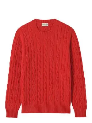 Johnstons Of Elgin Calder Cable Knit Cashmere Jumper - Red