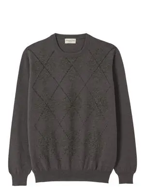 Johnstons Of Elgin Argyle Crew Neck Cashmere Jumper - Grey