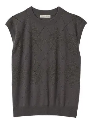 Johnstons Of Elgin Clan Mid Argyle Cashmere Tank - Grey
