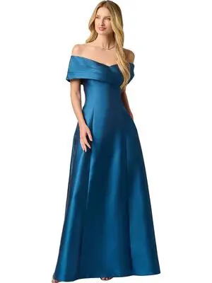 Adrianna Papell Off-the-shoulder Mikado Gown - Twilight River