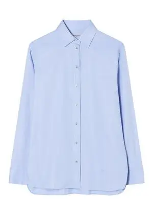 Serena Bute Cotton Boyfriend Shirt - Blue