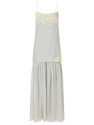 SIR. Noria Lace-trimmed Silk Crepe De Chine Maxi Dress - Blue