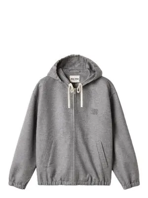 Miu Miu Double Cashmere And Wool Hoodie Jacket - Grey