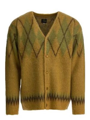 Needles Mohair Cardigan With Argyle Pattern - Yellow