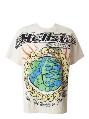 HELLSTAR Globe Smiley Face T-shirt - White