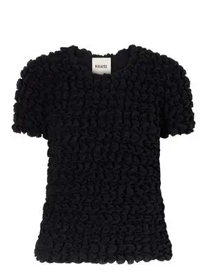 Khaite Polly Ruched Silk-chiffon Top - Black