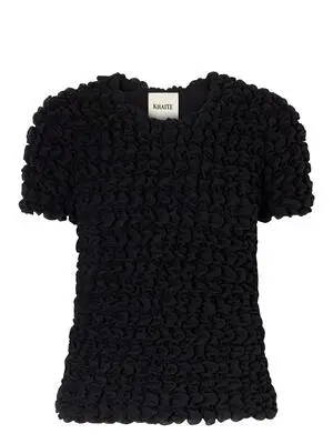 Khaite Polly Ruched Silk-chiffon Top - Black