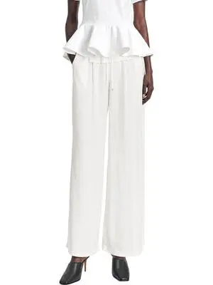 ALAÏA Alaia Peplum Viscose Cady Wide-Leg Trousers